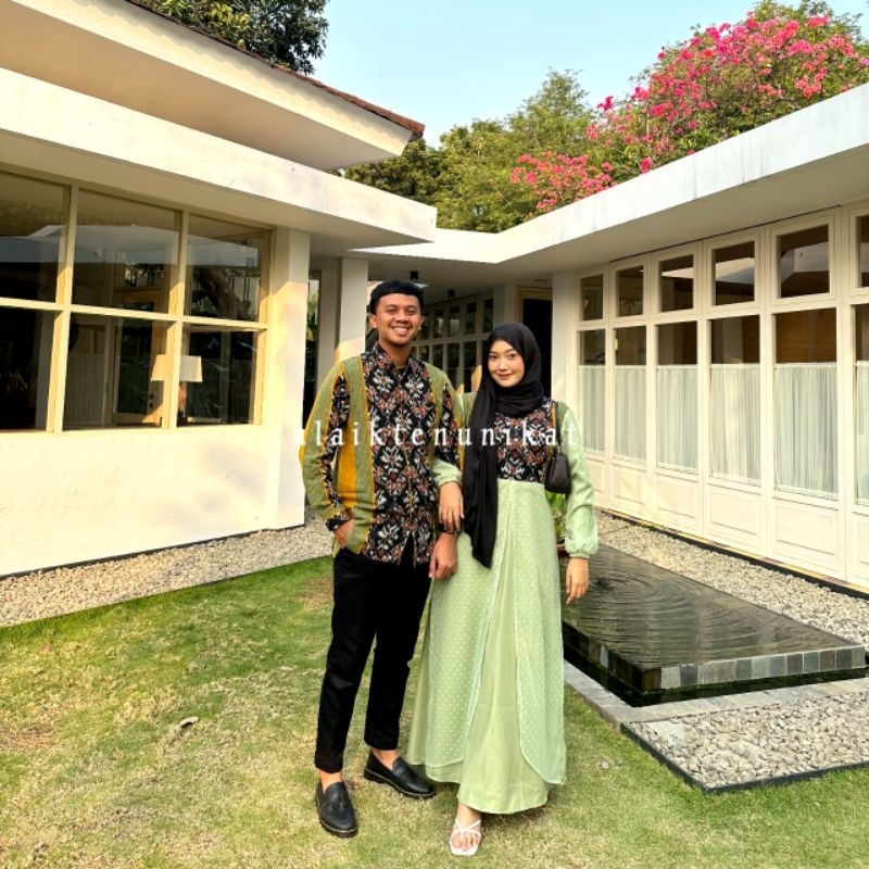 Jual COUPLE TENUN COUPLE MANDA GREEN SAGE 01 - GAMIS TENUN - KEMEJA ...