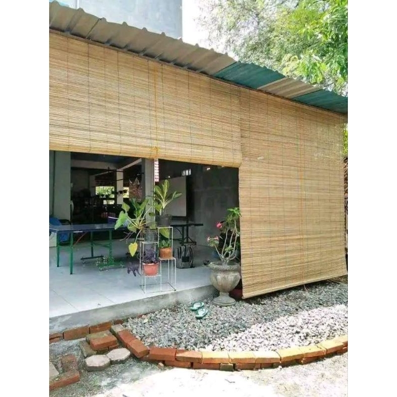 Jual Tirai bambu krey sawit uk 2,5m x 2m + tali penggung keregan ring besi | Shopee Indonesia