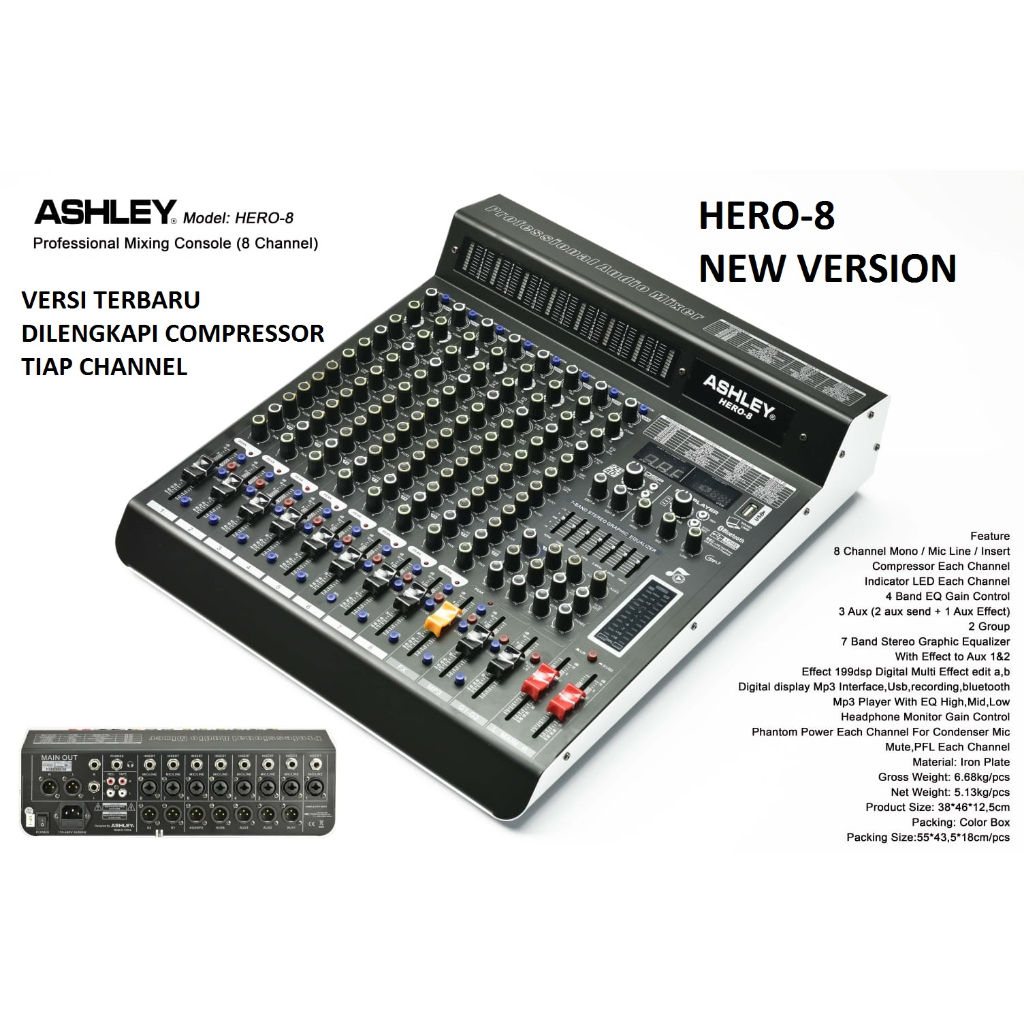 Jual Mixer 8 Channel ASHLEY HERO-8 HERO8 Multi Effect 199 dsp With ...