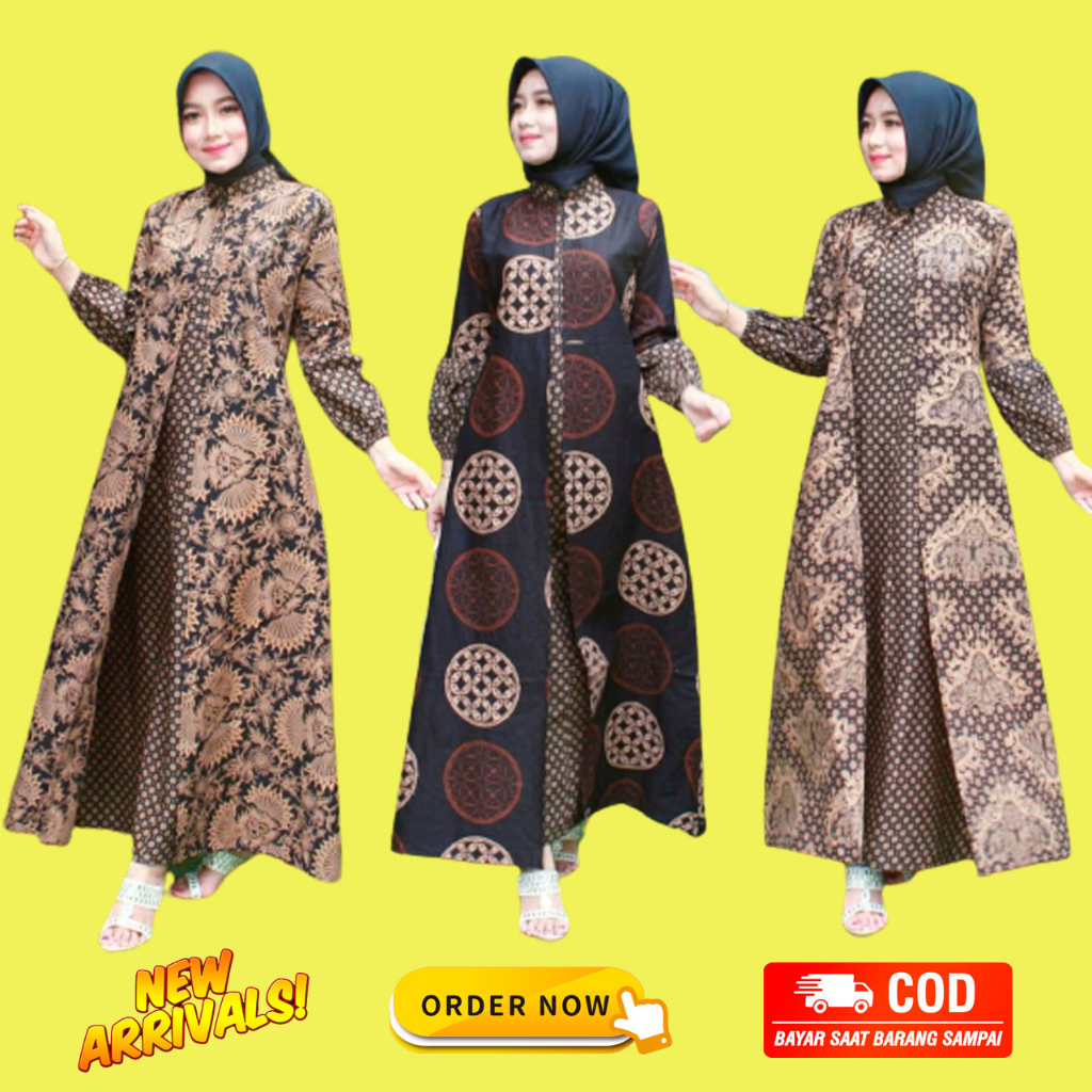 Dress Batik Kombinasi Kain Polos 9 Inspirasi Model Gamis Batik Modern