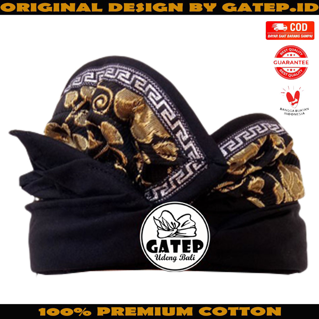 Jual Udeng Bali Hitam Polos Motif Bunga Mas Lis Mesir Setengah Jadi ...
