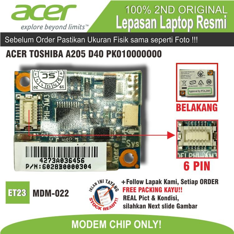 Jual ET23 MDM-TOS-8 Internal Modem Chip ACER TOSHIBA A205 D40 ...