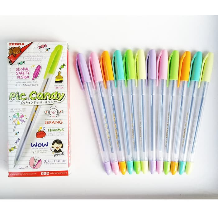 Jual BOLPEN / PEN / PULPEN / BOLPOINT PICCANDY ZEBRA 0.7MM ISI 12PCS ...