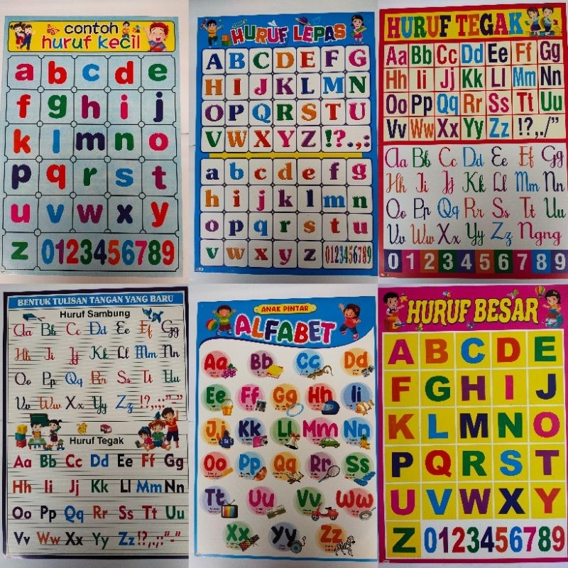 Jual Poster Huruf Alfabet l Poster Edukasi Anak l Hurup Besar l Huruf ...