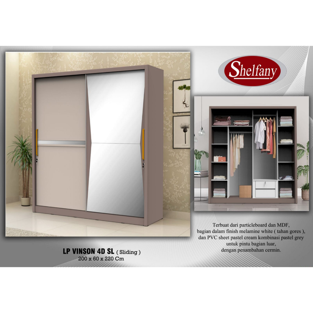 Jual Lemari Pakaian MDF 2 Pintu Sliding Jumbo Vinson Tampilan Glossy ...