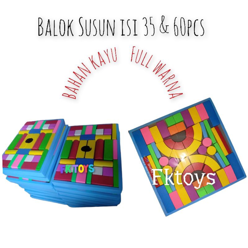 Jual balok susun warna 35 ,44 pcs & 60 pcs- balok susun bangun - mainan ...