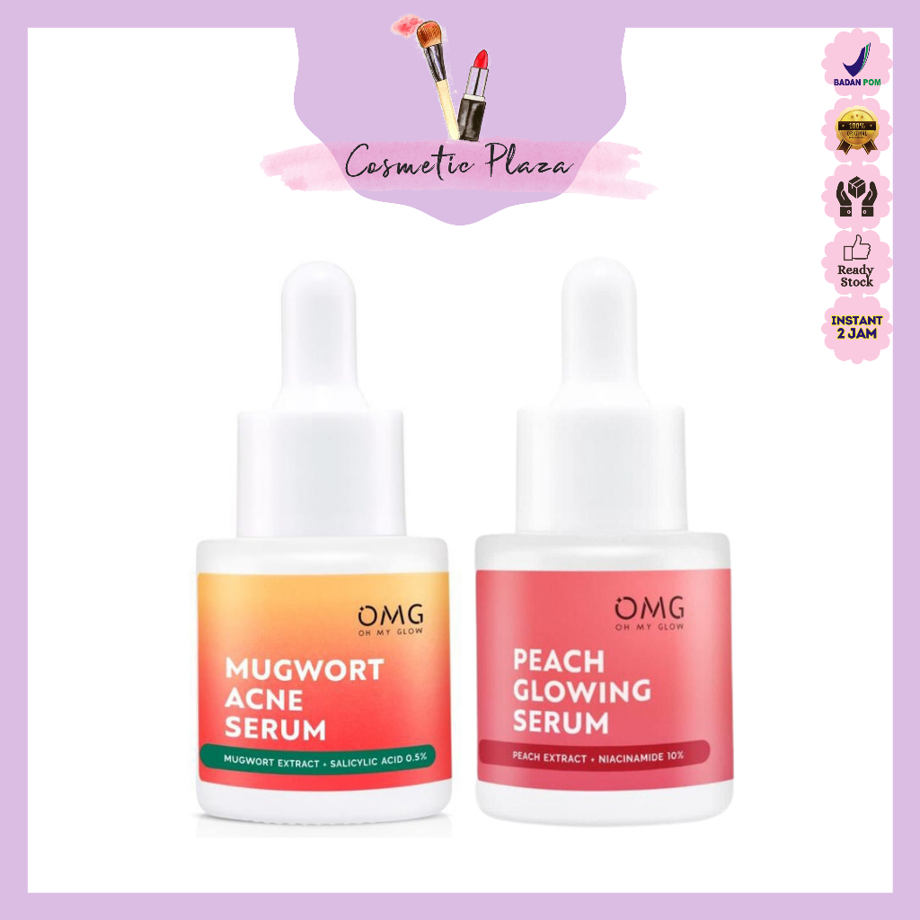 Jual OMG Oh My Glow Peach Serum Wajah Glowing Mugwort Acne 20ml BPOM | Shopee Indonesia