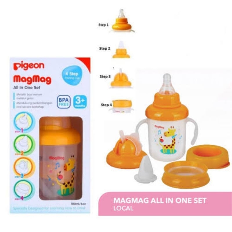 Jual PIGEON Mag Mag All in One Set 4 Step Training Cup Bayi Gelas Minum ...