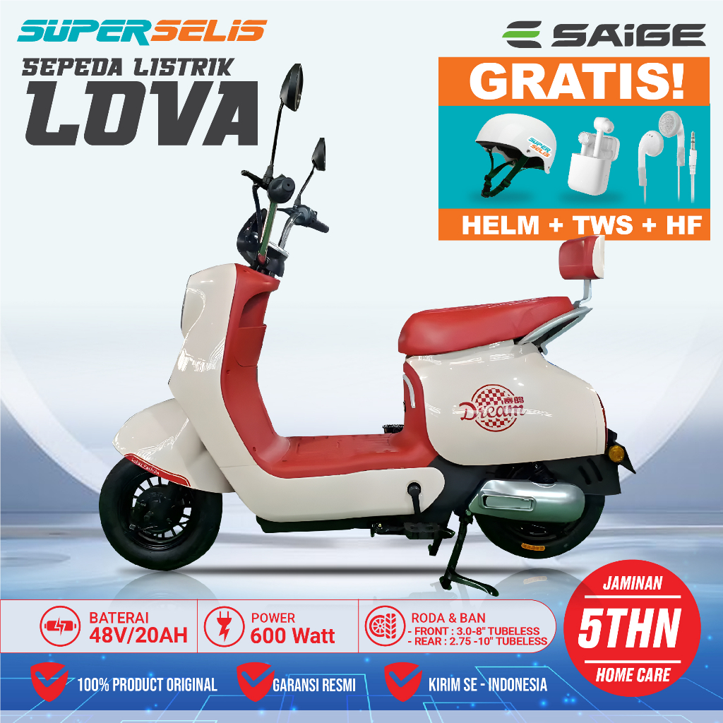 Jual Sepeda Listrik SAIGE LOVA 48V 20AH 48V/12AH 48/12 AH Selis Garansi ...