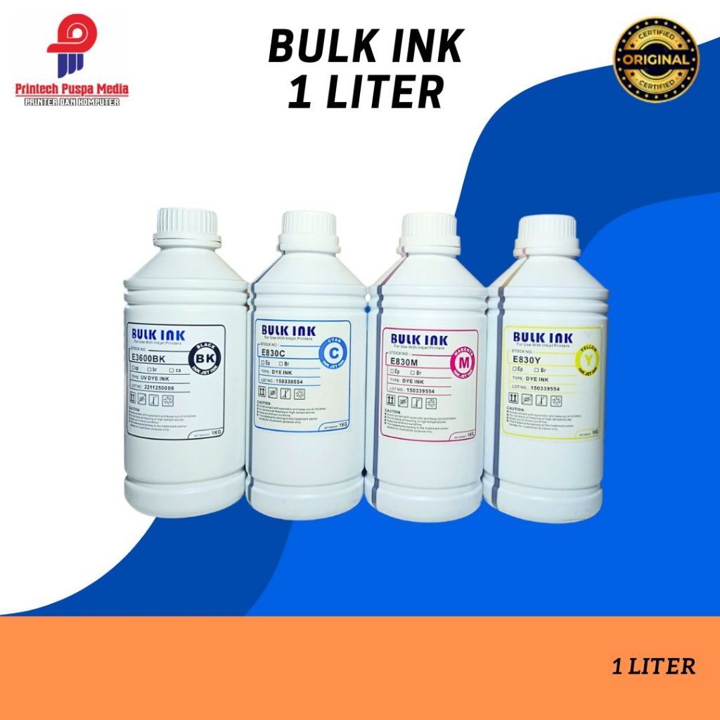 Jual Tinta Bulk Ink 1 Liter For Canon Epson Hp dan Brother Cyan Magenta ...