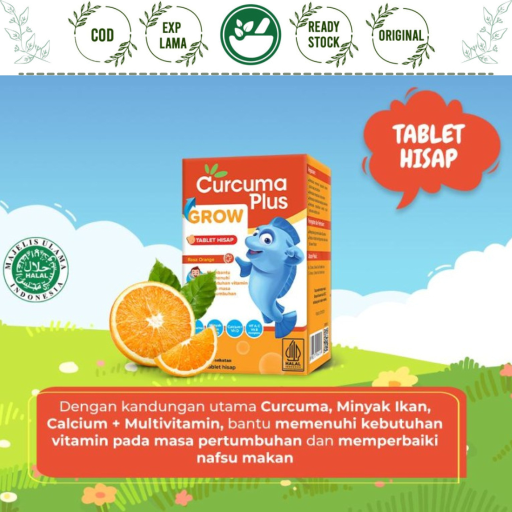 Jual CURCUMA PLUS GROW TABLET HISAP 20 TABLET GO TALZ NAFSU MAKAN ANAK ...
