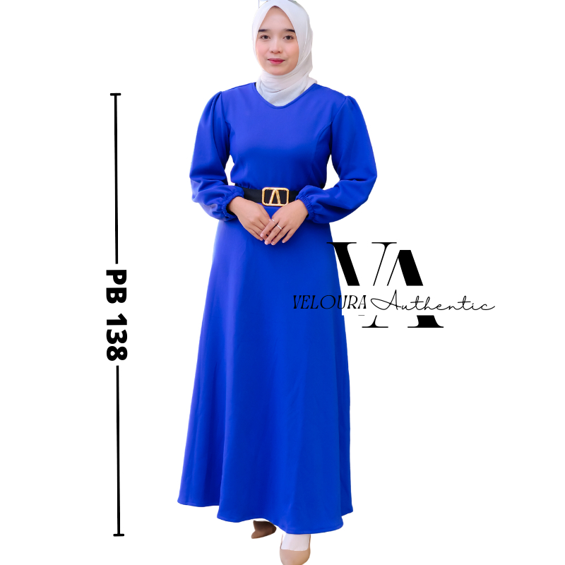 Jual Baju Gamis Wanita Veloura Polos Bahan Scuba Premium - Warna Biru ...