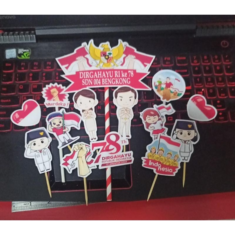 Jual cake topper hiasan kue tumpeng nasi dirgahayu kemerdekaan Republik ...