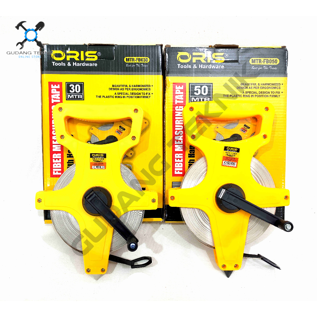 Jual Meteran Roll Tancap FIBER 30M 50M 100M ORIS / Meteran Tanah Handle ...