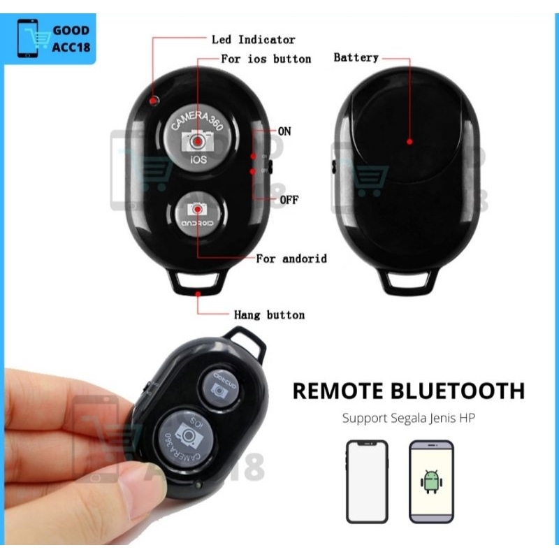 Jual Remote Bluetooth Hp Shutter kamera Support ios dan Android ...