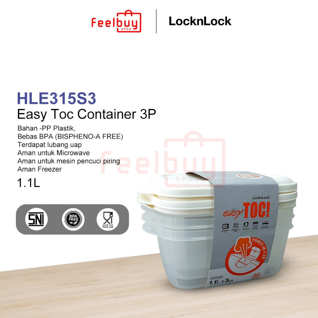 Jual LocknLock Food Container - HLE315S3 1,1 Liter | Shopee Indonesia