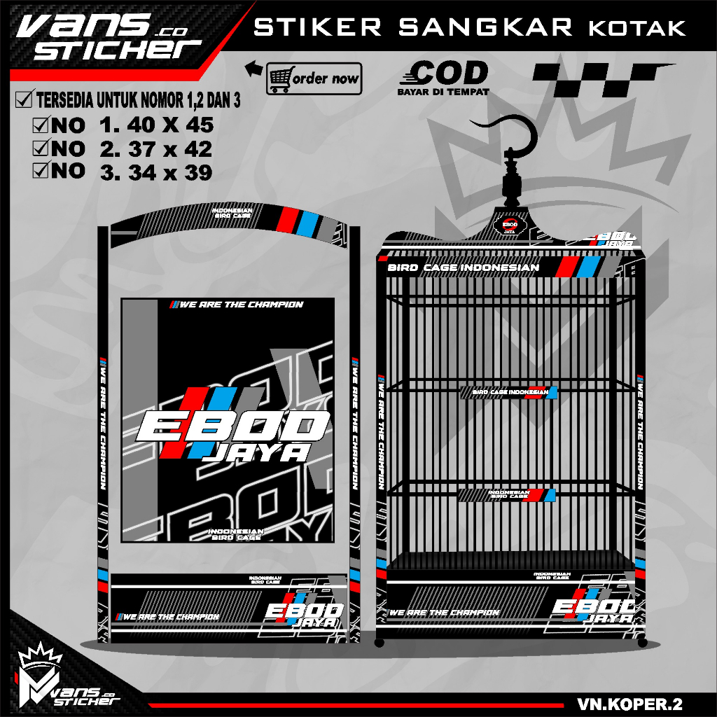 Jual Stiker Decal Sangkar Burung Kotak, koper, Persegi, Ebod No. 1, 2, 3 Sangkar kacer,pentet ...