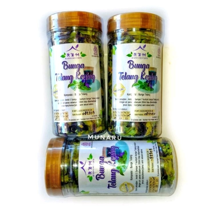 Jual Teh Bunga Telang Biru Organik Kemasan Botol Butterfly Pea flower ...