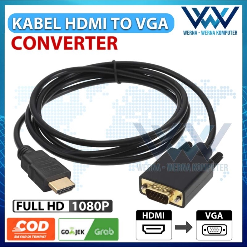 Jual Kabel HDMI to VGA 1,8M HD Adapter Cable | Shopee Indonesia