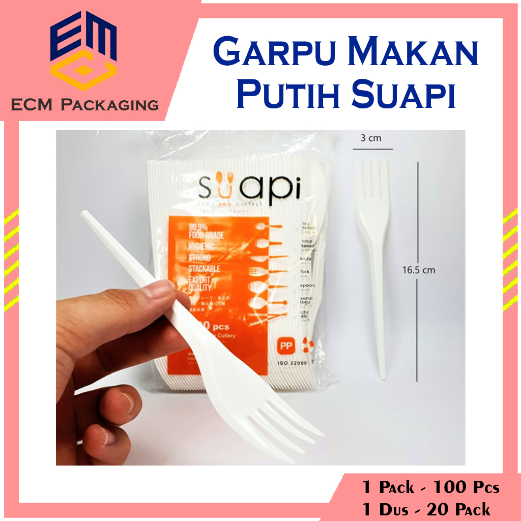 Jual Sendok / GARPU MAKAN PLASTIK PUTIH SUAPI 100 PCS | Sendok Makan ...