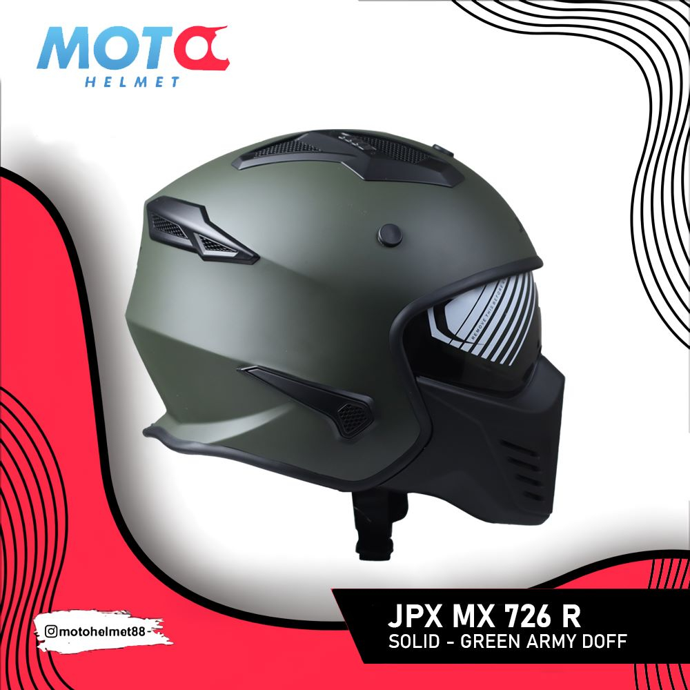 Jual Helm JPX Full Face MX-726R NEW Solid - Green Army Doff | Shopee Indonesia