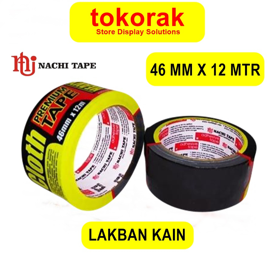 Jual NACHI LAKBAN KAIN 2 INCH HITAM CLOTH TAPE 46 MM X 12 METER 46MM 48 ...