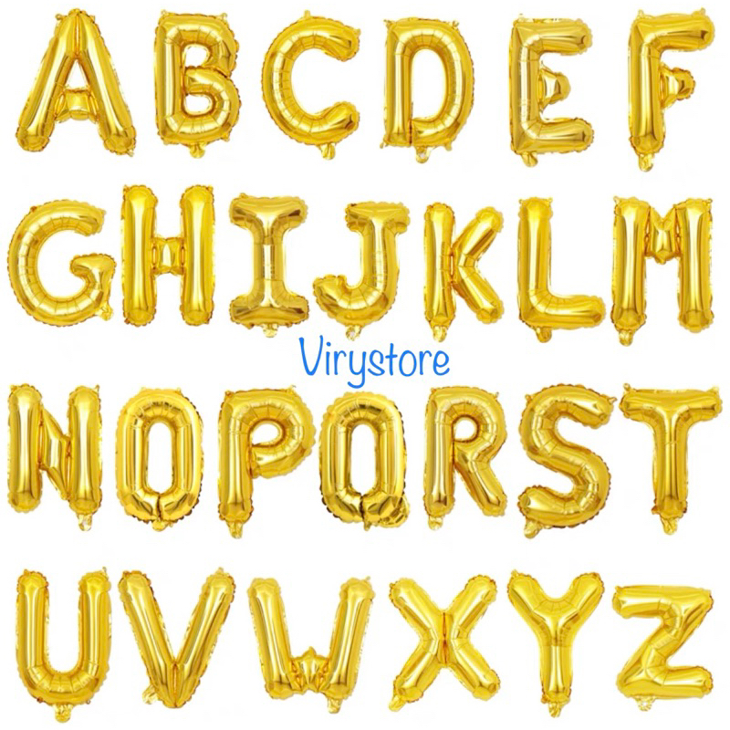 Jual GOLD Balon Foil Huruf 16 inch 40 cm Ulang Tahun A-Z | Shopee Indonesia