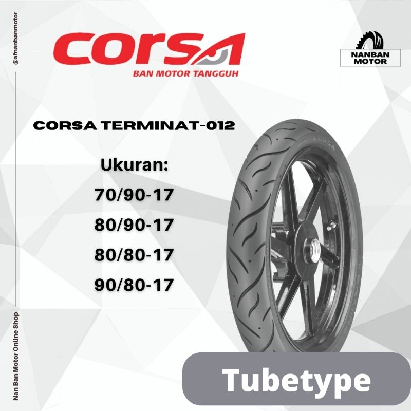 Jual BAN MOTOR CORSA TERMINAT 012 NON TUBELESS UKURAN 70/90-17, 80/90 ...