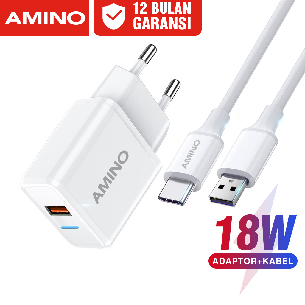 Jual AMINO 3A 18W Qualcomm QC3.0 Fast Charger Untuk SAMSUNG Type C USB Kabel /Micro USB /Untuk ...