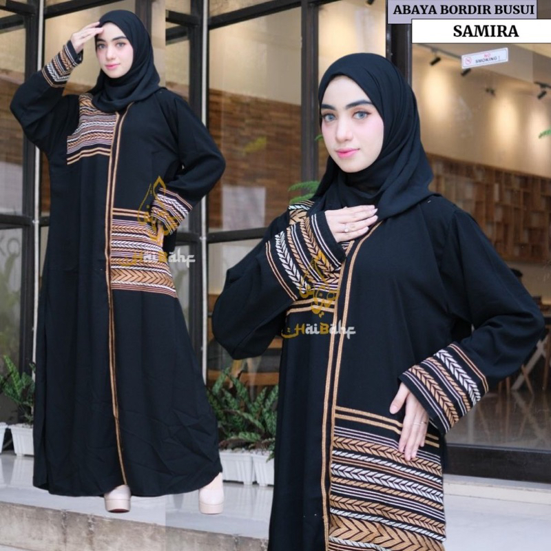 Jual Abaya Bordir Gamis Hitam Polos Bahan jetblack saudi arab dubai | Shopee Indonesia