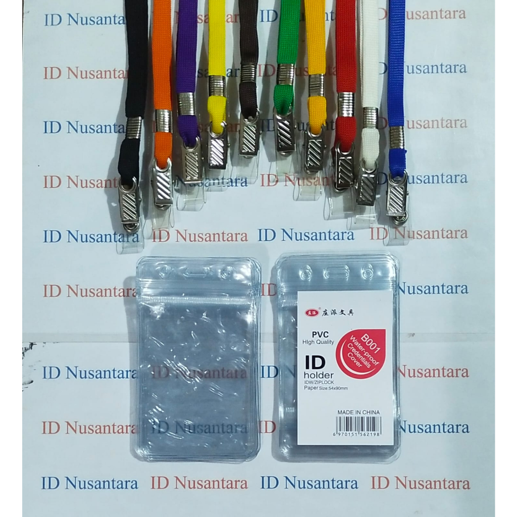 Jual Paket ID Card Zipper 6,5x9CM + Tali ID Card 1CM Jepit Besi Isi (10 ...