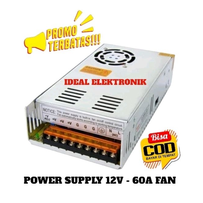 Jual Power Supply 12v 60A Power Suply Small 60 Ampere 12 Volt 720Watt ...