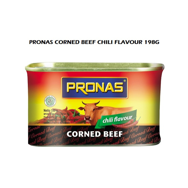 Jual PRONAS CORNED BEEF CHILI FLAVOUR KALENG 198G | Shopee Indonesia