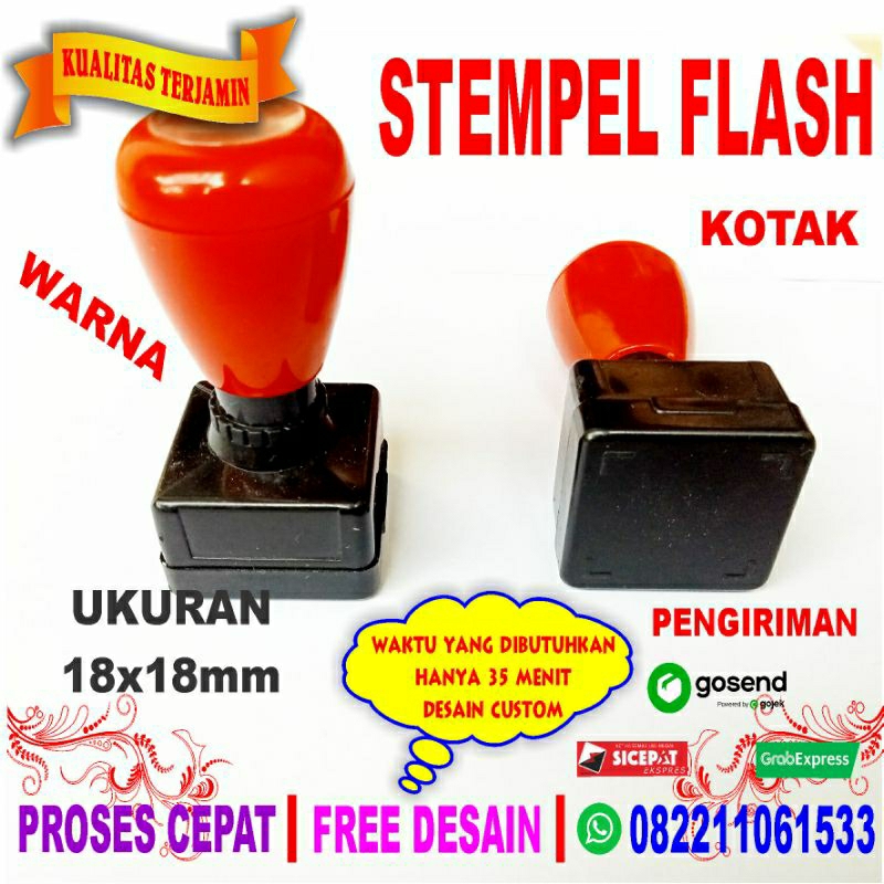 Jual STEMPEL FLASH WARNA KOTAK UKURAN 18MMx18MM | Shopee Indonesia