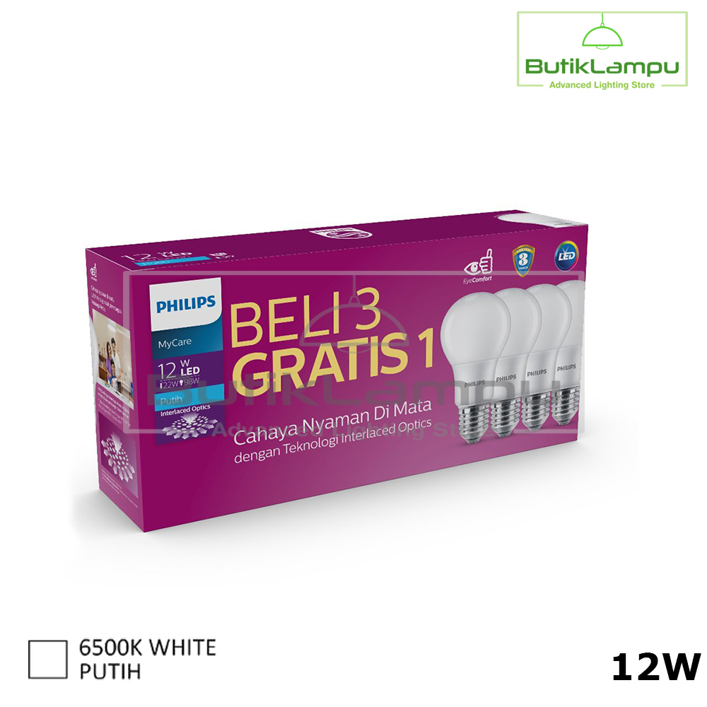 Jual Paket Beli 3 Gratis 1 Lampu LED Bulb Philips Multipack My Care 12 Watt | Shopee Indonesia