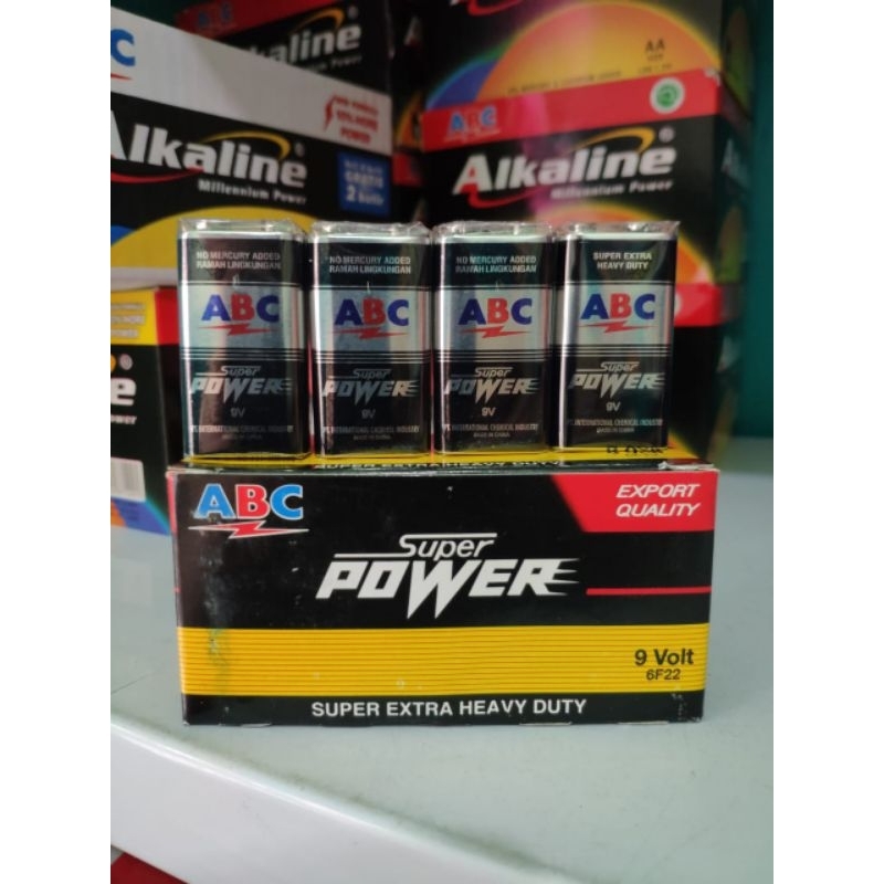Jual Baterai ABC Alkaline kotak 9 volt super power ORIGINAL | Shopee ...