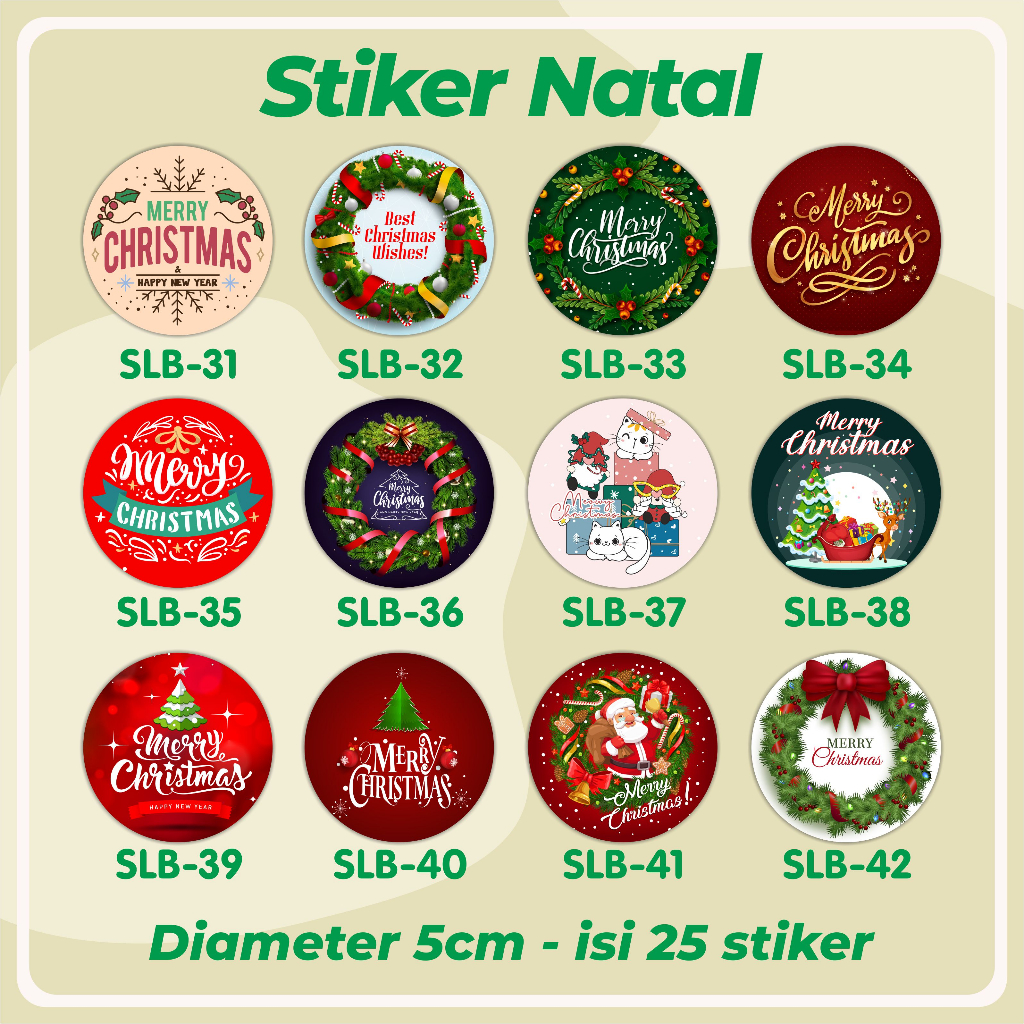 Jual Stiker Label bulat natal - sticker christmass natal bulat | Shopee ...