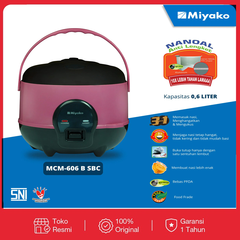 Jual Miyako MCM-606 B SBC Mejikom Mini 0.6 L Rice Cooker 3In1 Warmer ...