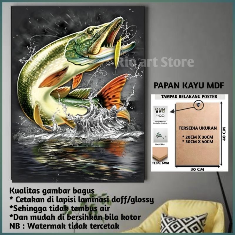 Jual Hiasan dinding bahan papan kayu mdf poster mancing mania untuk ...