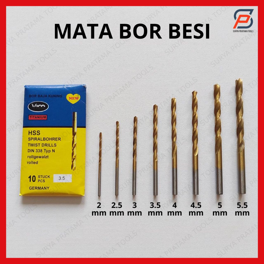 Jual Mata Bor Besi HSS 2mm 2.5mm 3mm 3.5mm 4mm 4.5mm 5mm 5.5mm Drill ...