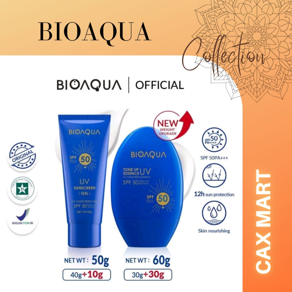 Jual BIOAQUA Sunscreen SPF 50 PA++++ Gel 50gr | Tone Up Essence UV 60gr | Shopee Indonesia