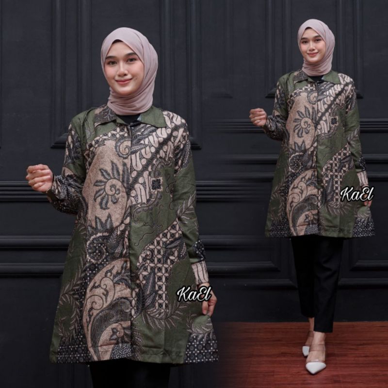 Jual Baju Batik Wanita Tunik Batik Lengan Panjang | Shopee Indonesia