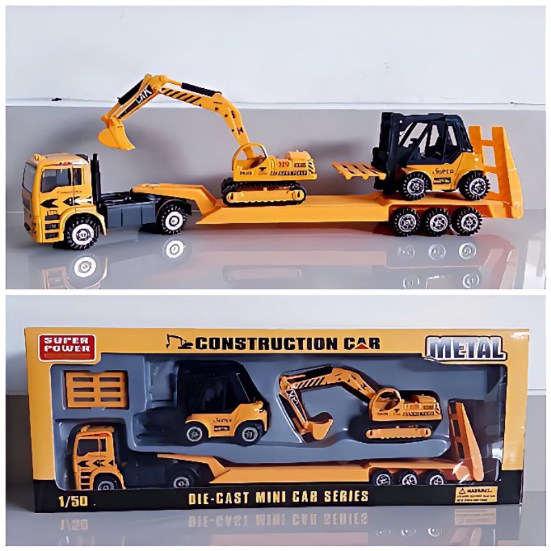 Jual Diecast Set Truk Kontainer Konstruksi Metal Alloy Edukasi - Mainan ...