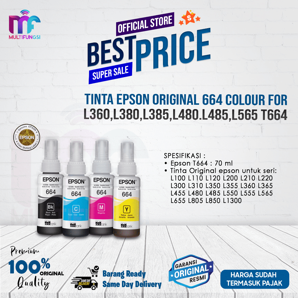 Jual Tinta Epson Colour 664 C, M, Y - For L110, L120,L210 Color ...