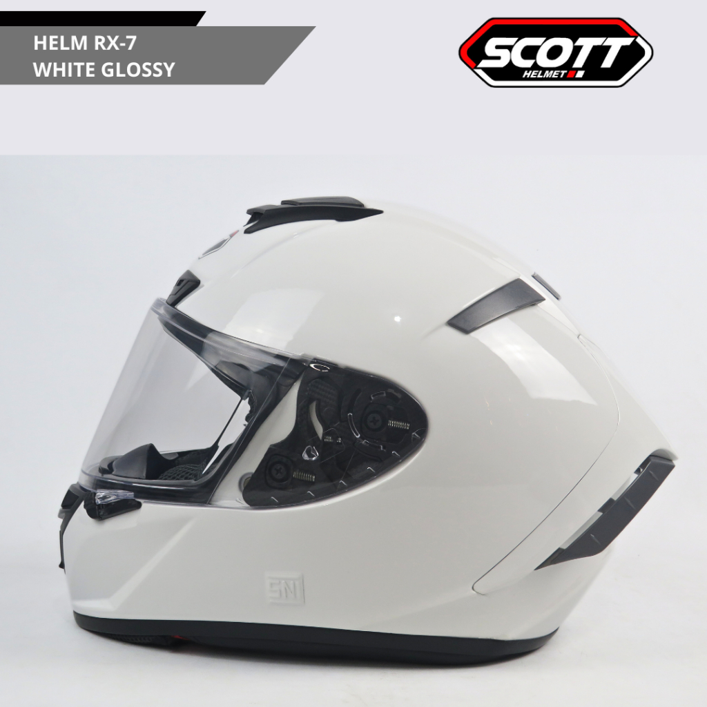 Jual Scott - Helm Full Face Dewasa RX-7 SNI / White Glossy | Shopee ...