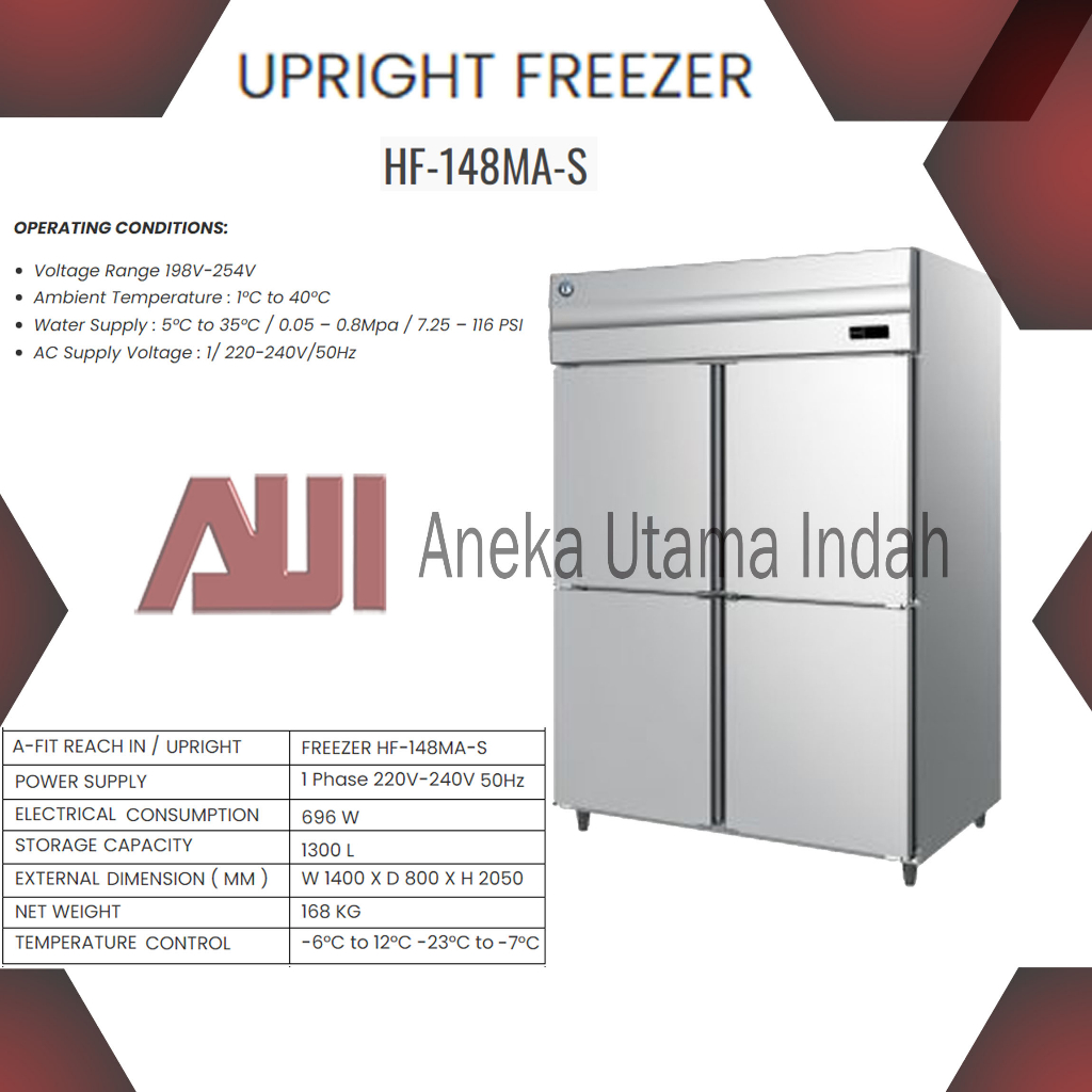 Jual HOSHIZAKI HF-148MA-S Stainless Upright Freezer 4 Pintu Panjang 140 ...