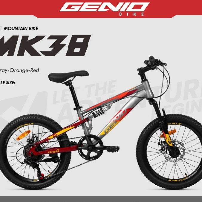 Jual Sepeda gunung mtb 20 inch anak genio by united bike rem cakram 24speed FULLSUSPENSI SNI NEW ...