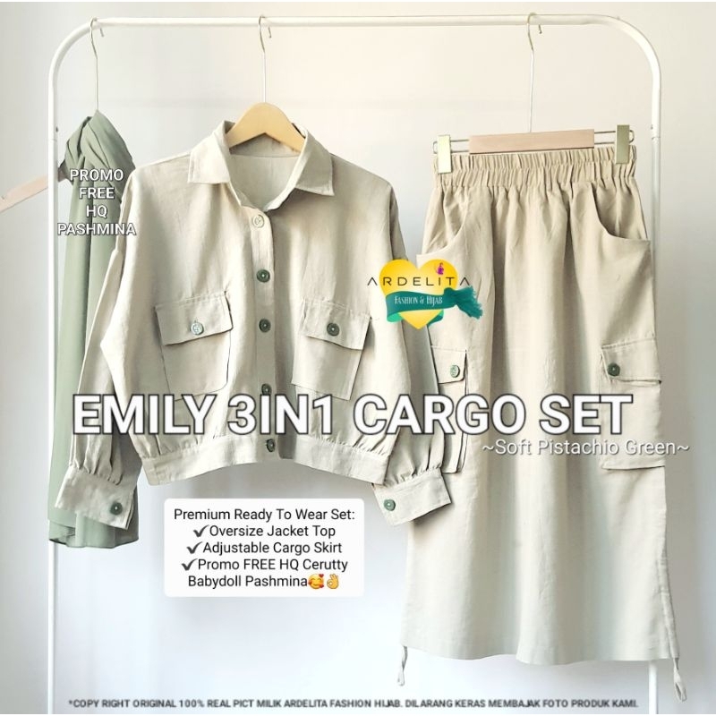 Jual EMILY OVERSIZE CARGO SET FREE HQ PASHMINA SETELAN LENGKAP BAJU ...