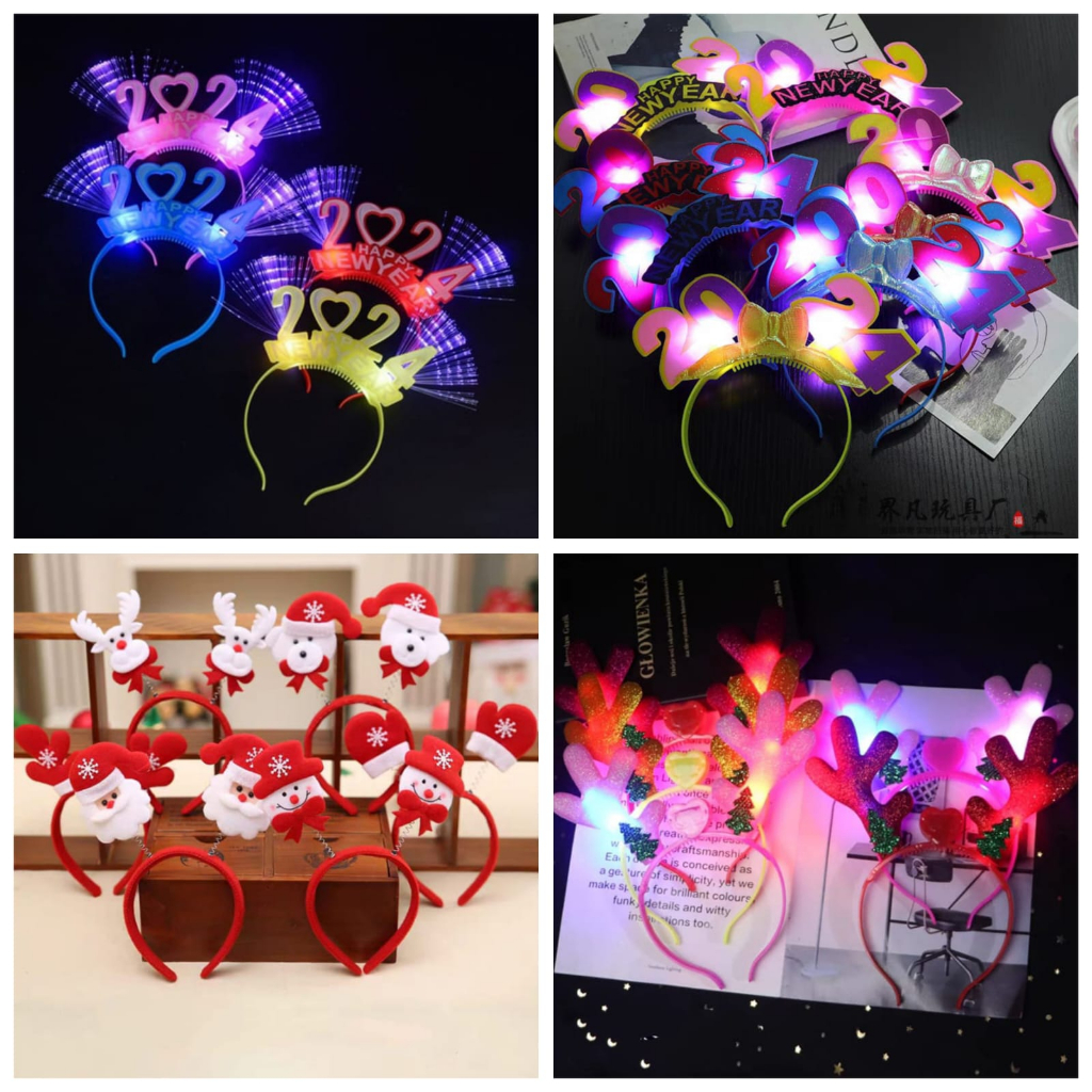 Jual Topi Natal Kacamata Bando Kacamata Lampu/LED/Bandotahunbaru ...