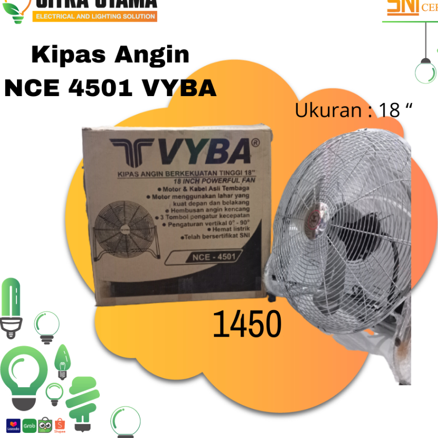 Jual KIPAS ANGIN DUDUK BESI 18 INCH MEREK VYBA K1450 | Shopee Indonesia